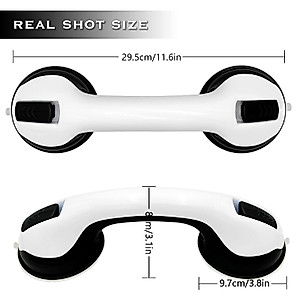 Kasrech Shower Handle, Support Handles, Grab Bars with Strong Suction Cup, Shower Safety Hand Rail for Bathroom, Suitable for Seniors, Elderly, 12 Inch, 2 Pack (Black)