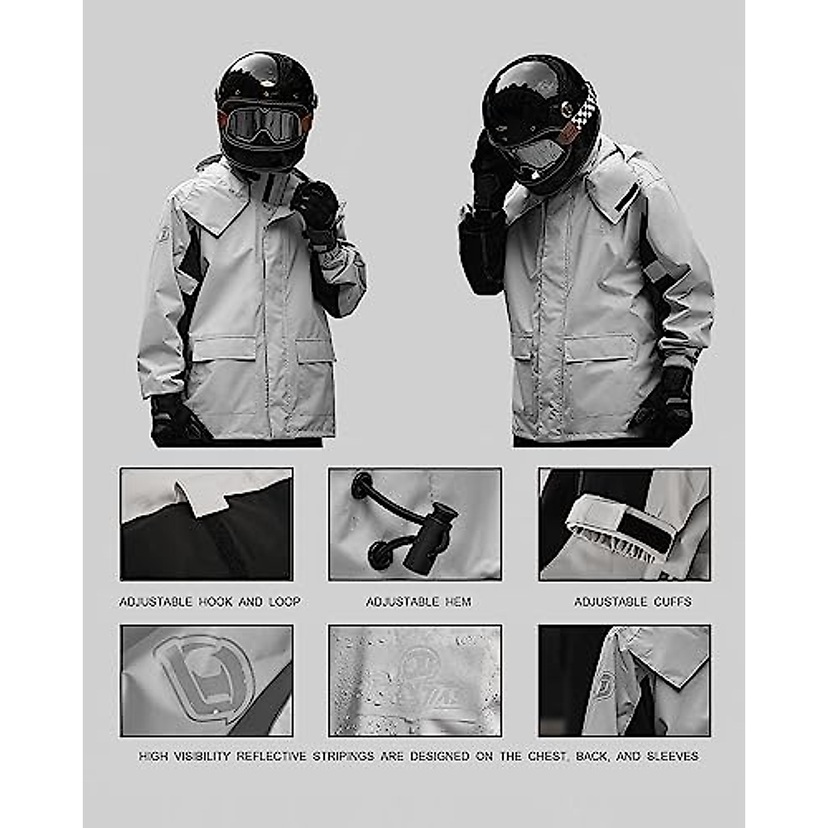 IRON JIA'S Rain Suit, Motorcycle Rain Gear Suit for Men & Women, Jackets & Pants Reflective Waterproof Breathable Rainsuit