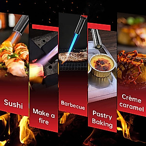 AKBLL Butane Torch, Kitchen Cooking Torch Lighters Professional Culinary Chef Torch 360°Flexible Neck Adjustable Flame for Creme Brulee Sous Vide Baking Soldering DIY(Butane Canister Not Included)