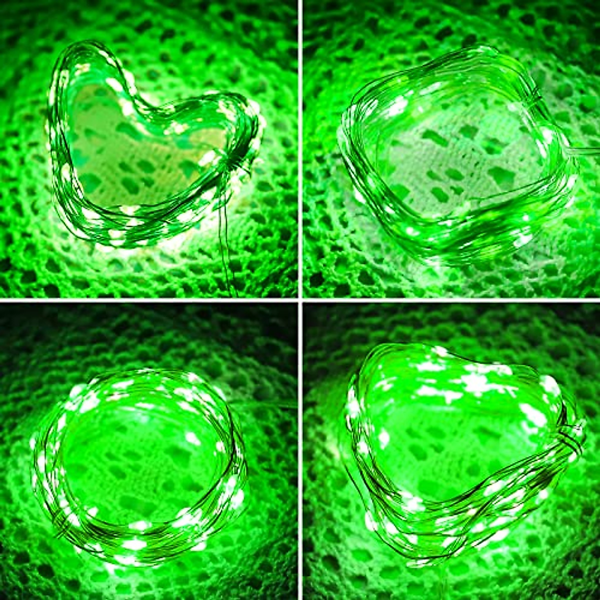 Green String Lights Christmas Decorations, 2 Pack 100LED Copper String Lights Battery Operated Fairy Lights Waterproof Twinkle Lights for Home, Bedroom, Garden, Patio, Outdoor, Xmas Decor-Green