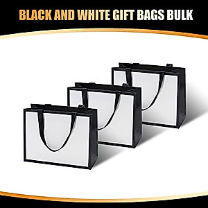 Black and White Gift Gift Bags , YACEYACE 10Pcs 10.5"x4.25"x8" White and Black Gift Bags with Ribbon Handles Black Gift Bags Bulks White Paper Gift Bags Black and White Gift Bags for Party, Wedding, Birthday, Baby Shower