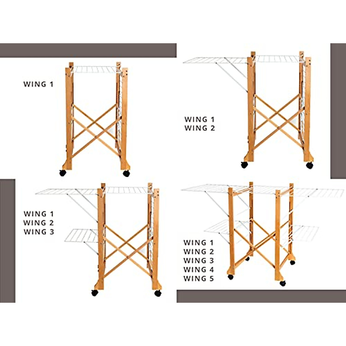 Scandinaf Foldable Clothes Drying Rack | Collapsible Drying Racks for Laundry | Extra Large and Heavy Duty Clothing Drying Rack with Iron Wires and Wooden Legs and 2 Levels with 91 Ft Drying Area