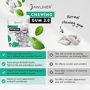 JAWLINER Fitness Chewing Gum (2 months pack) Jawline Sugar Free Mint Gum - - Jawline Exerciser For Mewing And Shapen The Jaw - 15x Harder Than Regular Gum