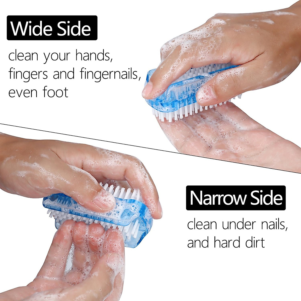Nail Brush Two Sided Hand Fingernail Scrub Brushes Soft Stiff Bristles Scrubber Nails Toes Cleaning Brush for Men Women Kids 4 PCS
