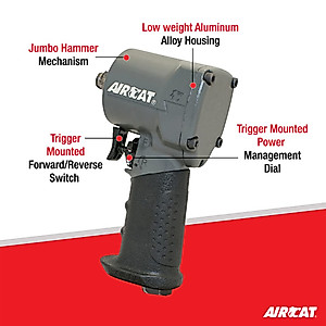 AIRCAT Pneumatic Tools 1077-TH: Stubby Impact Wrench 700 ft-lbs - 3/8-Inch