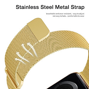 ZXCASD Metal Bands Compatible with Apple Watch Band 38mm 40mm 41mm Women Men,Gold Loop Adjustable Mesh Strap for iWatch Series 9 8 7 6 5 4 3 2 1 SE