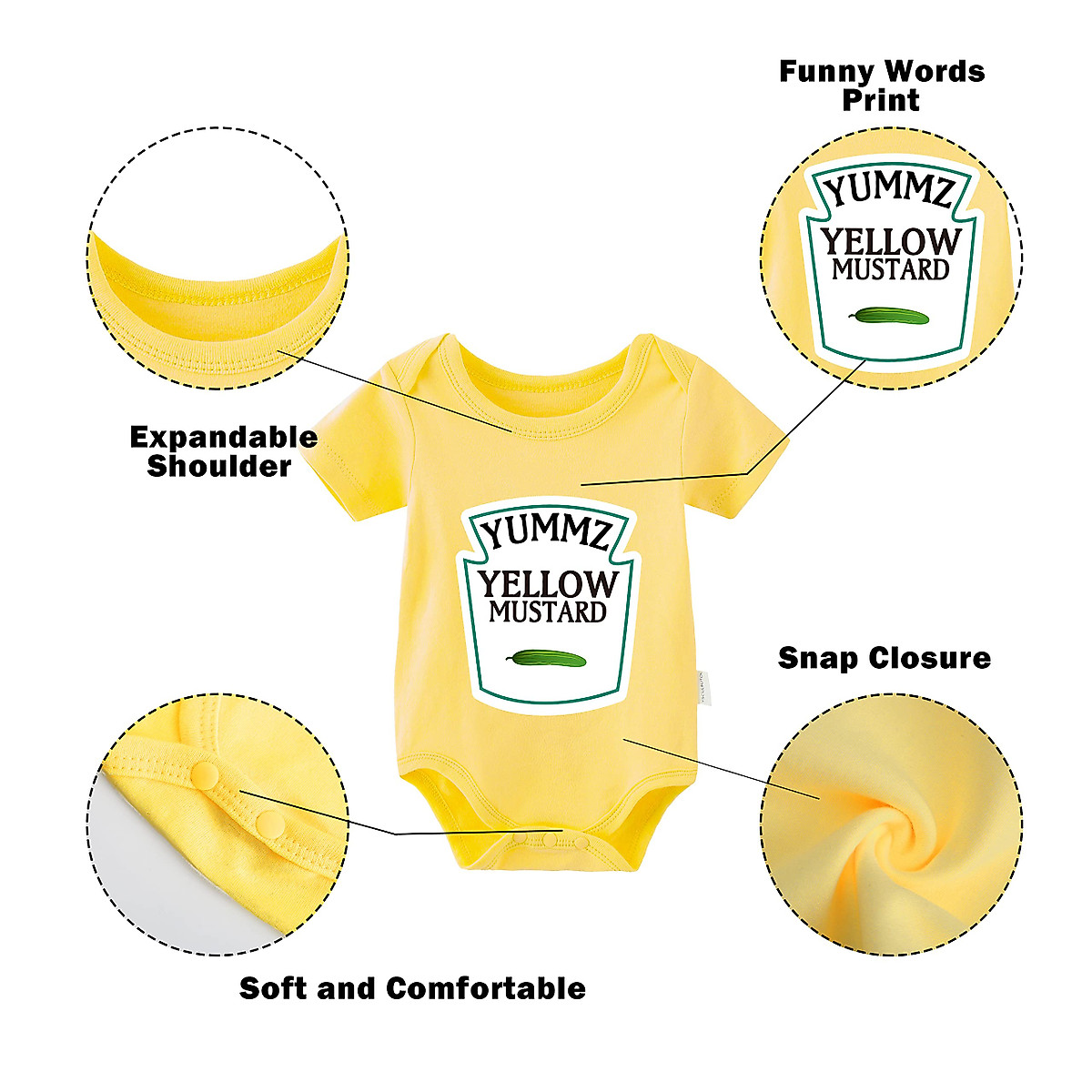 YSCULBUTOL Baby Bodysuit Ketchup Mustard Funny Baby Twins Outfits Baby Girl Twins Set(ShortKM S6M)
