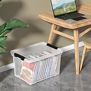 Vadidiya 35 Quart Clear Latch Storage Box with Wheels, 4-Pack Clear Plastic Storage Boxes with Lids