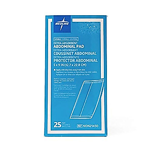 Medline Medline Sterile Abdominal Pad, NON21450H, 5 inch x 9 inch, 2 Packs of 25 Count