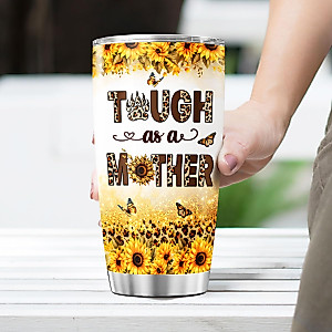 For Mothers Day Women Mother Mom Funny Coffee Leopard Print Cups Insulated Tumblers Cheetah Handle, Mama Bear Gifts, Mama Bear Sunflower, Tumbler 20 Oz With Lid And Straw