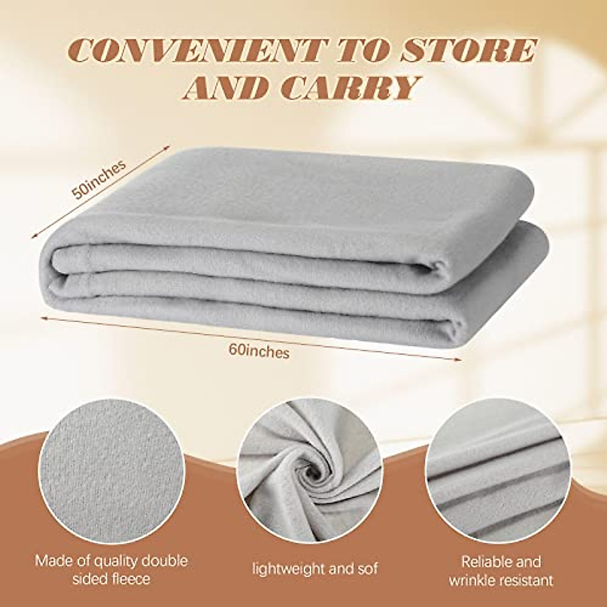 20 Piece Fleece Throw Blankets 50 x 60 Inch Grey Fleece Blankets Double Sided Throw Blankets Soft Cozy Blankets Polyester Lightweight Fluffy Blankets Bulk for Home Office Bed Sofa Travel Outdoor