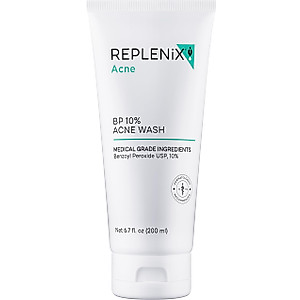Replenix 10% Benzoyl Peroxide Wash, Advanced Acne Cleanser for Face and Body, 6.7 oz.