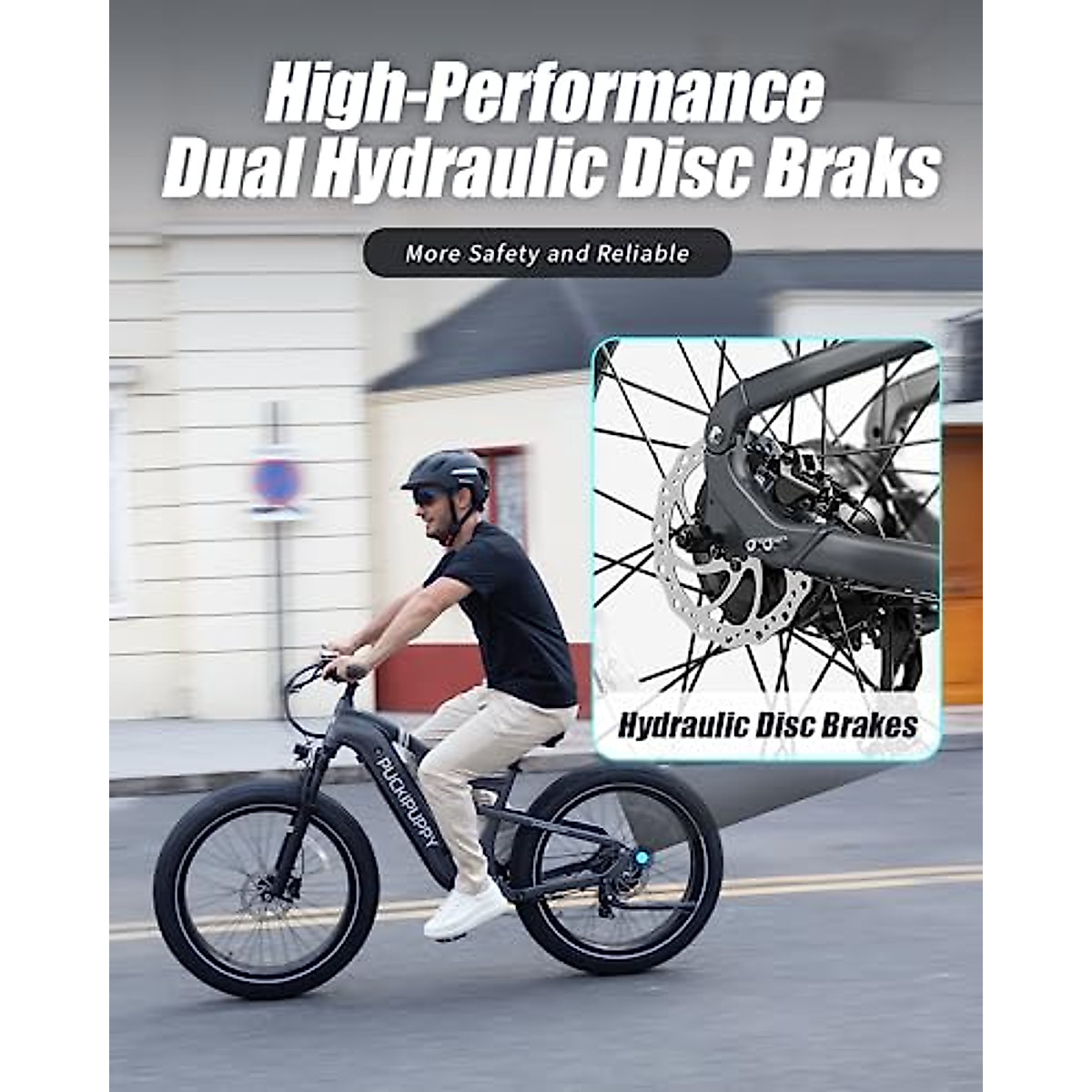 PUCKIPUPPY Electric Bike for Adults, 750W Motor, 48V 20AH Samsung Cells Battery Adult Electric Bicycles, 26" Fat Tire Full Suspension Ebike, 30MPH Beach Mountain E Bike, Shimano 7 Speed, 75Miles Range