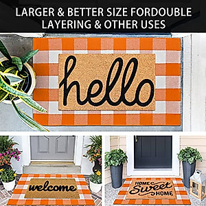 KOZYFLY Buffalo Plaid Rug 27.5x43 Inches Orange and White Checke Rug Halloween Fall Door Mat Woven Cotton Washable Area Rugs Door Mat Outdoor Entrance for Front Porch Entryway