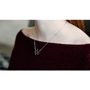 Caffeine Molecule Necklace, 925 Sterling Silver, Coffee Necklace, Coffee Lover Jewelry for Women, Coffee Gifts for Women, Coffee Lovers Gifts