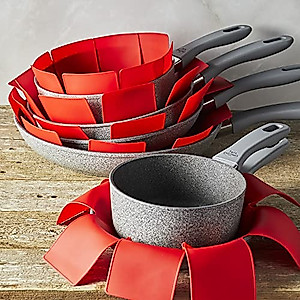 Ballarini 5-pc Silicone Cookware Protecters, Made in Italy,Red