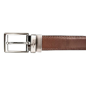 Nautica Men Reversible Leather Casual and Dress Belts with Metal Buckle, Double Stitch-Black/Brown, 34"