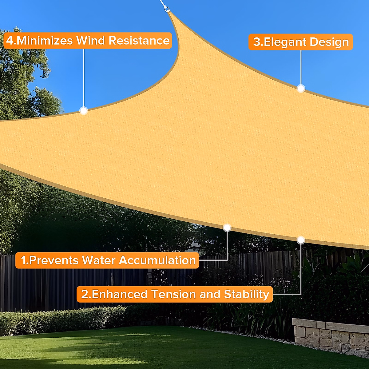 Artpuch 12' x 12' Sun Shade Sails Square Canopy, Sand UV Block Cover for Outdoor Patio Garden Yard