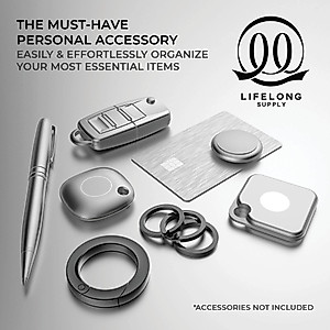 LIFELONGRING 300 Series (1) Carabiner Keychain Ring & (3) Matching Flat-Style Key Rings for Keychain Set, Universal Size Fashion Round Key Carabiner Clip, Circle Key Clip Holder (Graphite Black)