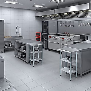 AmGood Stainless Steel Work Table with 2 Shelves | NSF | Metal Utility Table (24" Long x 18" Deep)