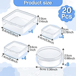 20 Pcs Clear Board Game Tokens Storage Containers Trays, Board Game Storage Containers, Assorted Sizes Storage Boxes Game Components, Plastic Storage Containers with Lids Game Pieces, Dice, Tokens