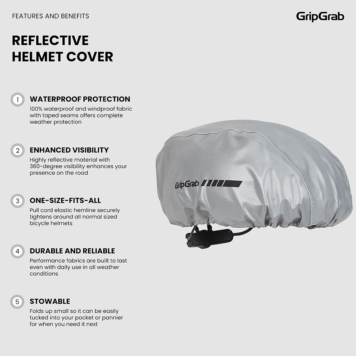 GripGrab Bicycle Helmet Cover Waterproof High Visibility Reflective Cycling Helmet Cover Rainproof Windproof Bike Rain Cover