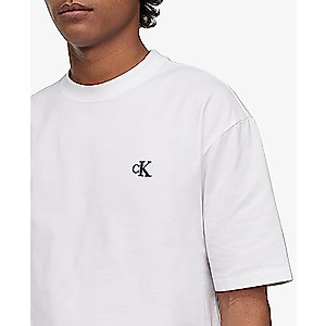 Calvin Klein Men's Relaxed Fit Monogram Logo Crewneck T-Shirt, Brilliant White, X-Large