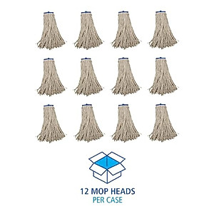 Boardwalk BWK720C 20 oz. Economical Lie-Flat Cotton Fiber Mop Head - White (12/Carton)