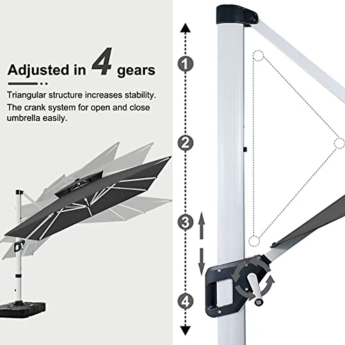 ABCCANOPY 9FT Cantilever Patio Umbrella Double Top Square Umbrella Outdoor Offset Umbrella with 360° Rotation,Dark Gray