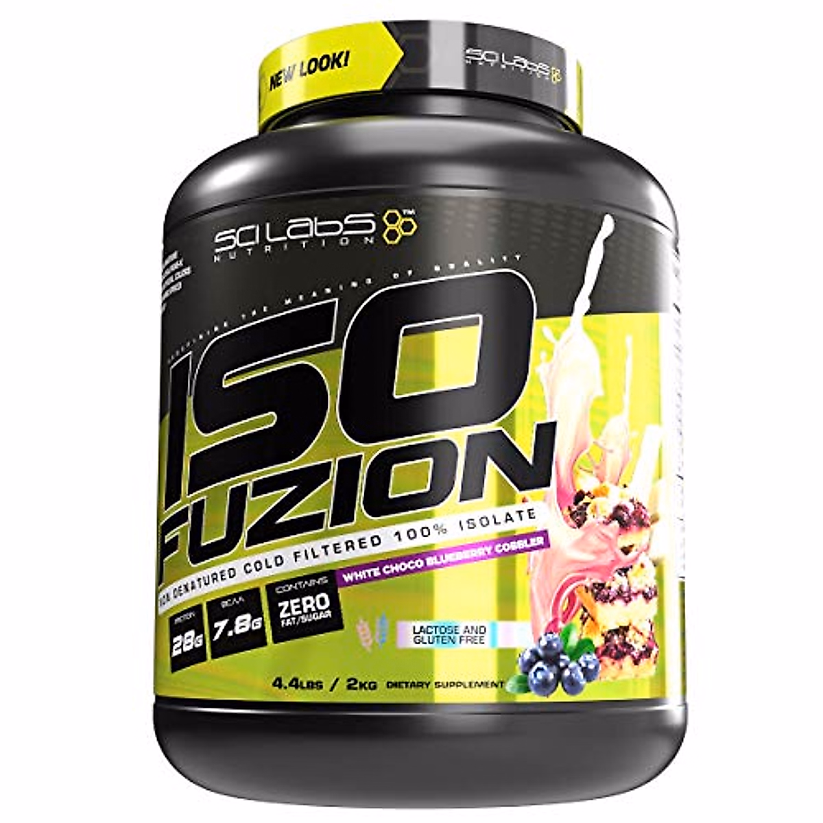 Iso Fuzion 100% Whey Isolate by Scilabs Nutrition | 28g Non Denatured Protein Powder, White Choco Blueberry Cobbler, 4.4lb