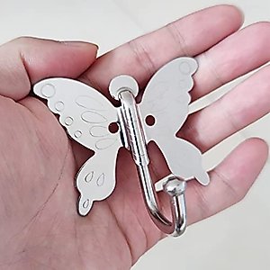 AOLZUNK 5 Set Butterfly Shape Single Hook, Clothes Hooks, Cap Hooks, Key Hooks, Hanger Hooks for Robe Towel Coat Hooks in Bathroom Kitchen Sticky Hooks