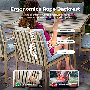 HAPPATIO 9-Piece Patio Table and Chairs Set for 8, Aluminum Outdoor Dining Set with Cushions, 6 Dining Chairs and 2 Swivel Dining Chairs, 1 Large Rectangular Table with Umbrella Hole, Brown