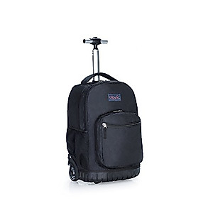 Tilami Rolling Backpack 18 Inch for School Travel, Black