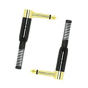 YACSEJAO TRS 1/4" Audio Plug 2Pack 6.35mm Male Stereo Audio Plug 1/4 inch Solder Type Stereo Plug (Right Angle with Spring)
