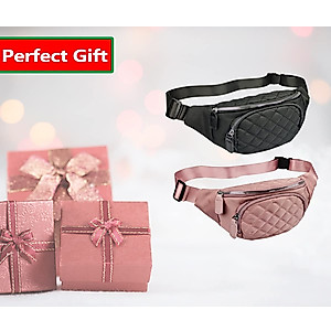 Crossbody Fanny Pack for Women,Fashionable Waist Pack Purse Cute Belt Bags for Teen Girls,Fashion Gifts Bum Bag Fannie Pack for Travel Running Walking,Carrying All Phones,Wallet (Black)