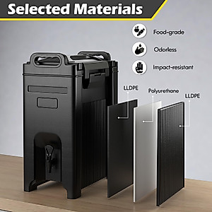 COSTWAY Insulated Beverage Dispenser, 5 Gallon Ice and Hot Drink Server with Handles for Catering, Food-grade LLDPE Material, Keep Hot Chocolate Coffee Tea Warm, Hot beverage Dispenser for Party, 2