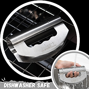 Nish Salad Choppers Mezzaluna Choppers with Protective Cover Mincing Knives Vegetable Knife Mezzaluna Mincer Double Blade Stainless Steel for Home Kitchen & Restaurant