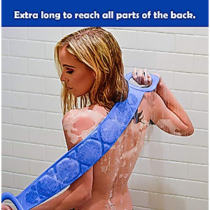 Silicone Back Scrubber for Shower I 2 Pack Extra Long Silicone Bath Body Brush Body scrubbers for use in Shower | scrubby Buddy Back Scrubber | Silicone Body Scrubber | Back Washer for Shower