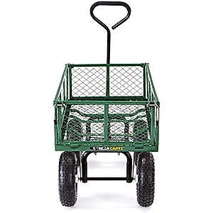 Gorilla Carts GOR400-COM Steel Garden Cart with Removable Sides, 400-lbs. Capacity, Green