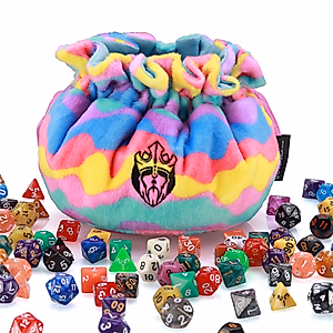 CardKingPro Immense - OCD Edition - Dice Bags with 15 Pockets - Rainbow & Blue - Capacity 200+ Dice - Great for Dice Hoarders [Patented Design]