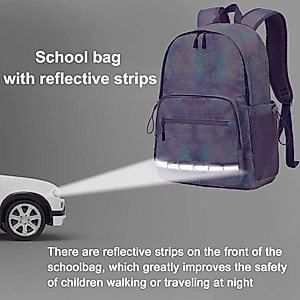 CAMTOP Backpack for Girls Luminous Water Resistant Lightweight School BookBag Casual Daypack for School Travel Hiking (Purple Butterfly)