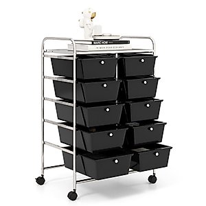 Recollections 10 Drawer Rolling Organizer Cart - Universal Rolling Cart and Organizer with Drawers for Office Multi-Use Storage