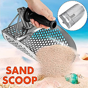 Fafeicy Sand Scoop, 304 Stainless Steel Rust Proof Metal Detecting Shovel with Electroplated Surface, for Beach, Garden