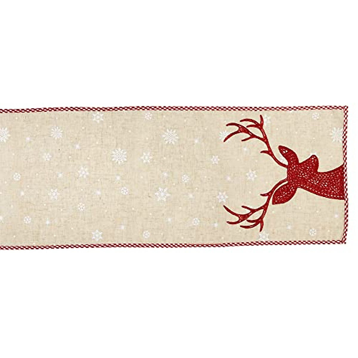 DII Holiday Dining Table Decoration Embroidered Christmas Table Runner, 14x70, Red Reindeer & Snowflakes