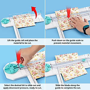 Ecraft 4-in-1 Paper Trimmer: 12" Craft Paper Cutter with Straight, Wavy, Dotted, Perforated & Creasing,Perfect for Cutting Cardstock, Coupons, Labels, Photos, Ideal Multi-Function Scrapbooking Tool