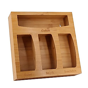 Quadro Ziplock Bag Organizer & Baggie Storage Bag Dispenser for Kitchen Drawer Organizer Bag Storage baggies organizer for drawer, Ziplock Bag Holder baggie holder, Bamboo Ziplock Bag Organizador