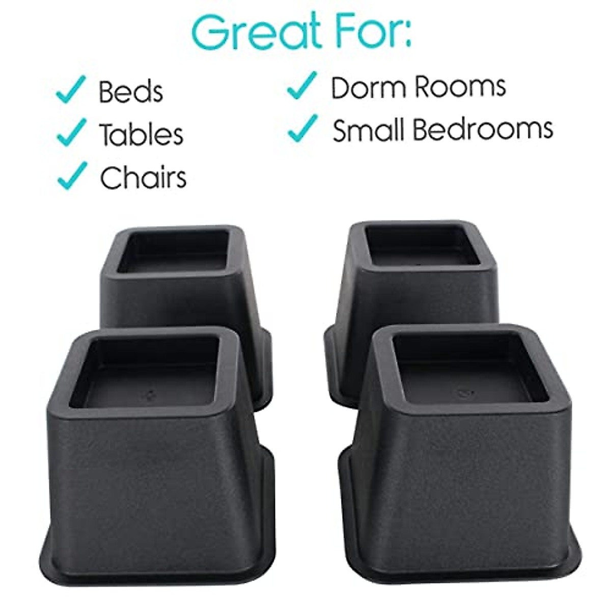 DOITOOL 4pcs Table Leg Protectors Silicone Table Protector Carpet Protector for Furniture Legs Heavy Duty Furniture Lifter Mattress Risers Square Bumper Protective Agent Heightener Floor