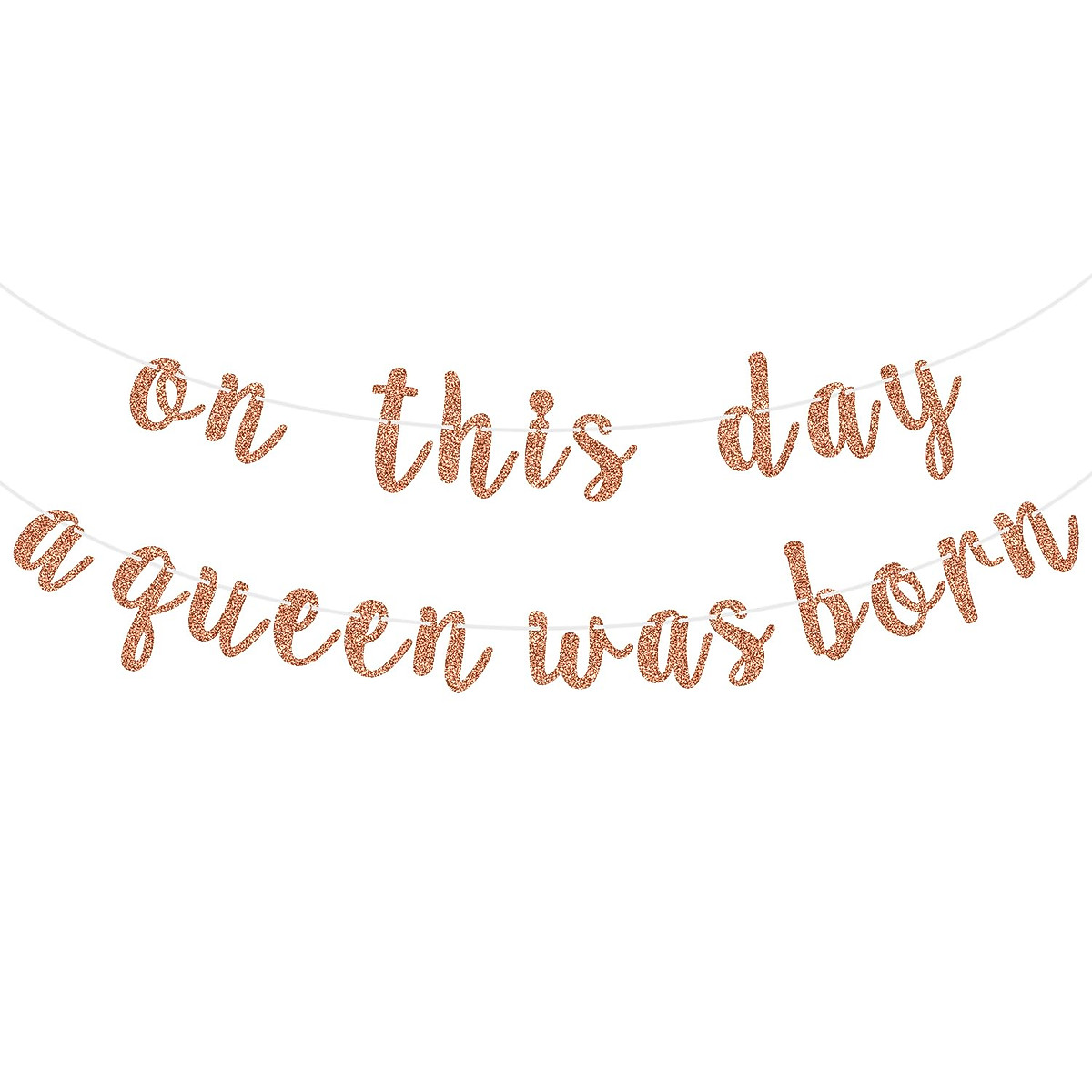On this Day a Queen was Born Banner, Happy Birthday Bunting Sign for Girl/Women, Birthday Gift for Mother/Wife, Birthday/Gender Reaveal/Baby Shower Party Decoration Supplies, Rose Gold Glitter