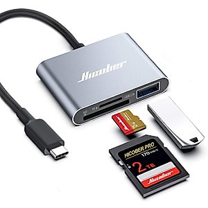 Hicober USB C to SD, Micro SD Memory Card Reader, Type C to SD Card Reader Adapter 2TB Capacity for MacBook Camera Android Windows Linux and Other Type C Device-Space Grey