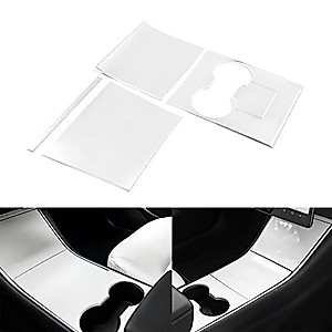 Xotic Tech Center Console Wrap Water Cup Holder Panel Cover Kit, Piano White, Compatible with Tesla Model 3 Model Y 2017-2023